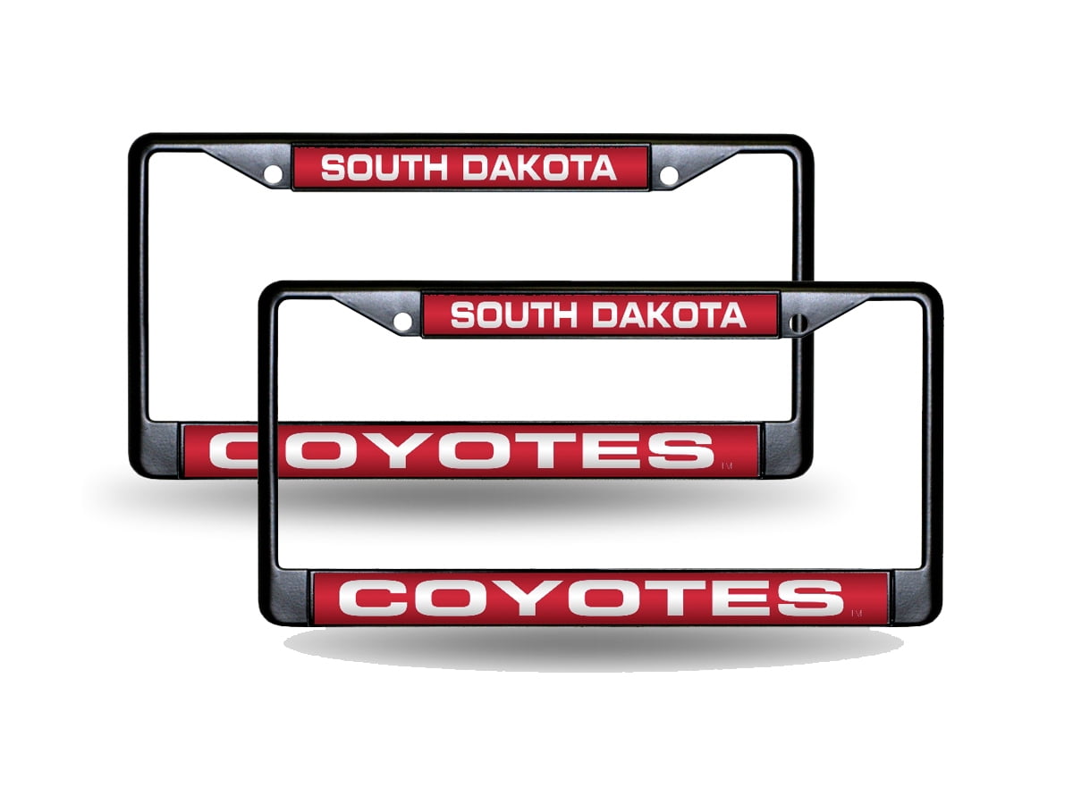 South Dakota Coyotes Black Metal Laser Cut License Plate Frame - Set of ...