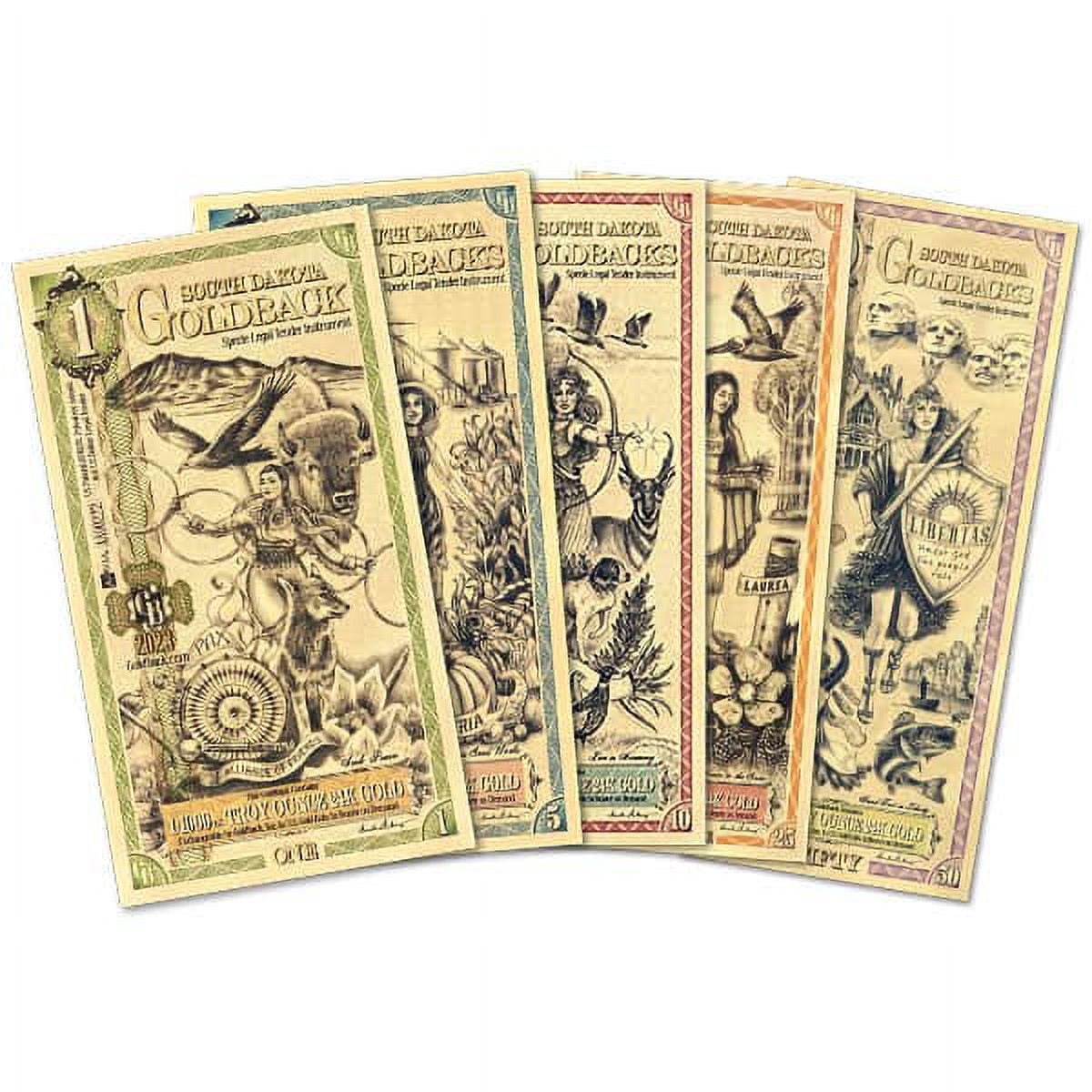 South Dakota Goldback State Bundle - One .9999 Gold-Backed Bill of Each ...