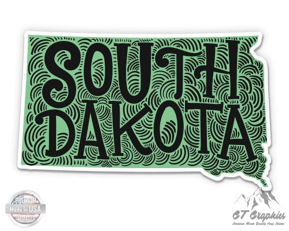 South Dakota Shape Cute Letters Native Local - 12" Vinyl Sticker ...