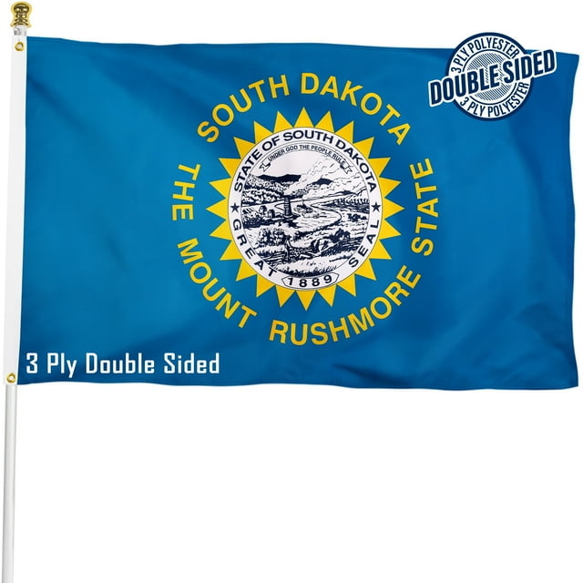 South Dakota State Flag Double Sided 3x5 ft, Heavy Duty 3 Ply Durable ...