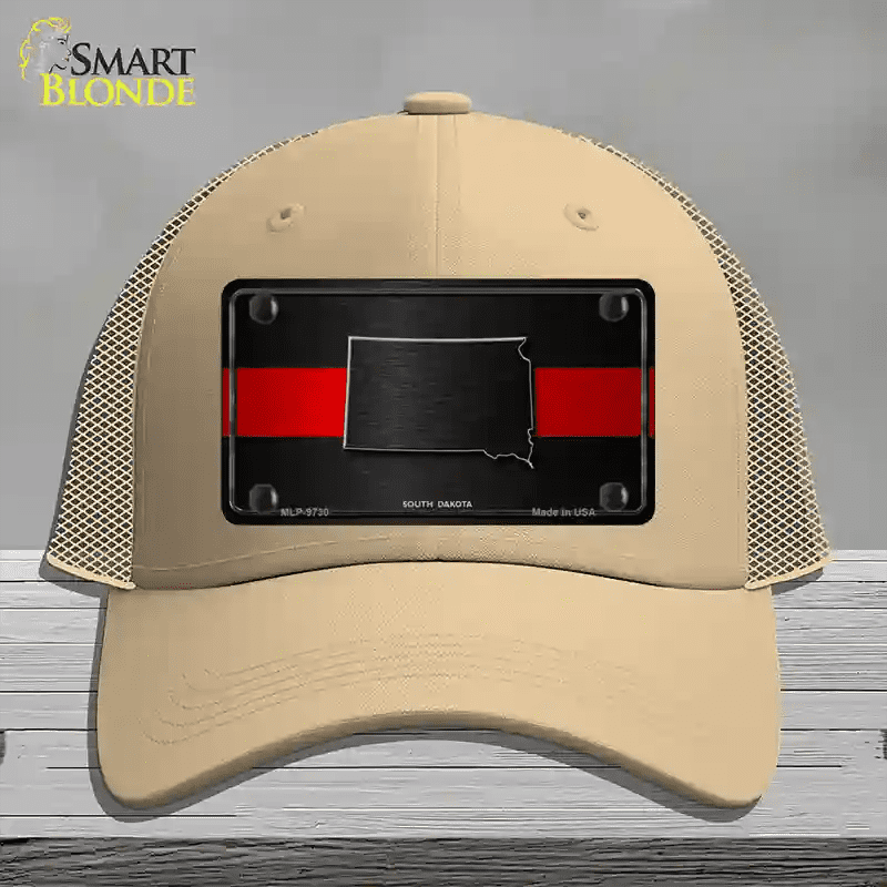 South Dakota Thin Red Line Novelty License Plate Hat Mesh Khaki ...