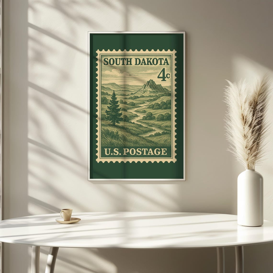 South Dakota Vintage Postage Stamp Poster Retro National Parks Poster ...