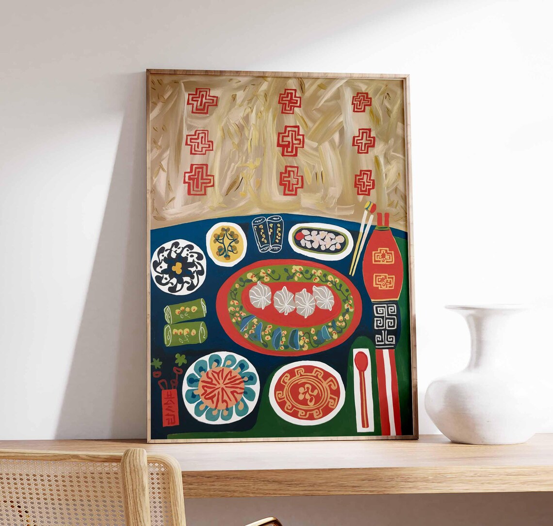 South East Asian Food Poster, Asian Decor, Oriental Print, Dinner Table ...