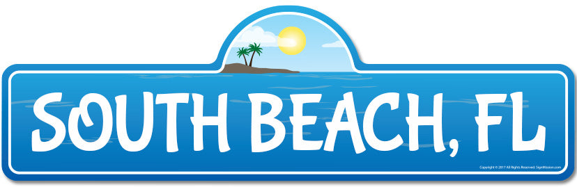 South FL Florida Beach Street Sign | Indoor/Outdoor | Surfer Ocean ...