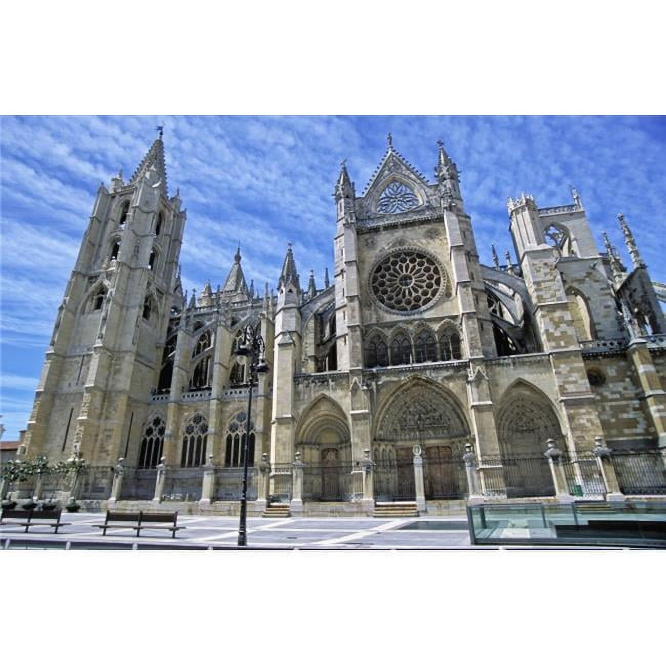 South Facade of Leon White Gothic Cathedral Poster Print - 38 x 24 ...