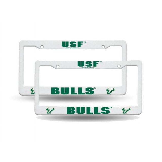 South Florida USF Bulls Raised Letter White Plastic License Plate Frame ...