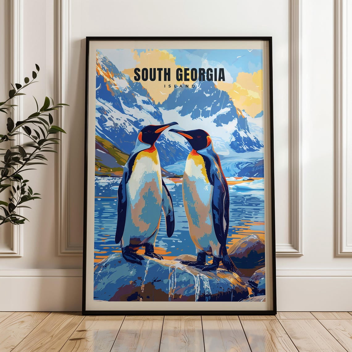 South Georgia Island Travel Poster - Penguin Wall Art Print ...