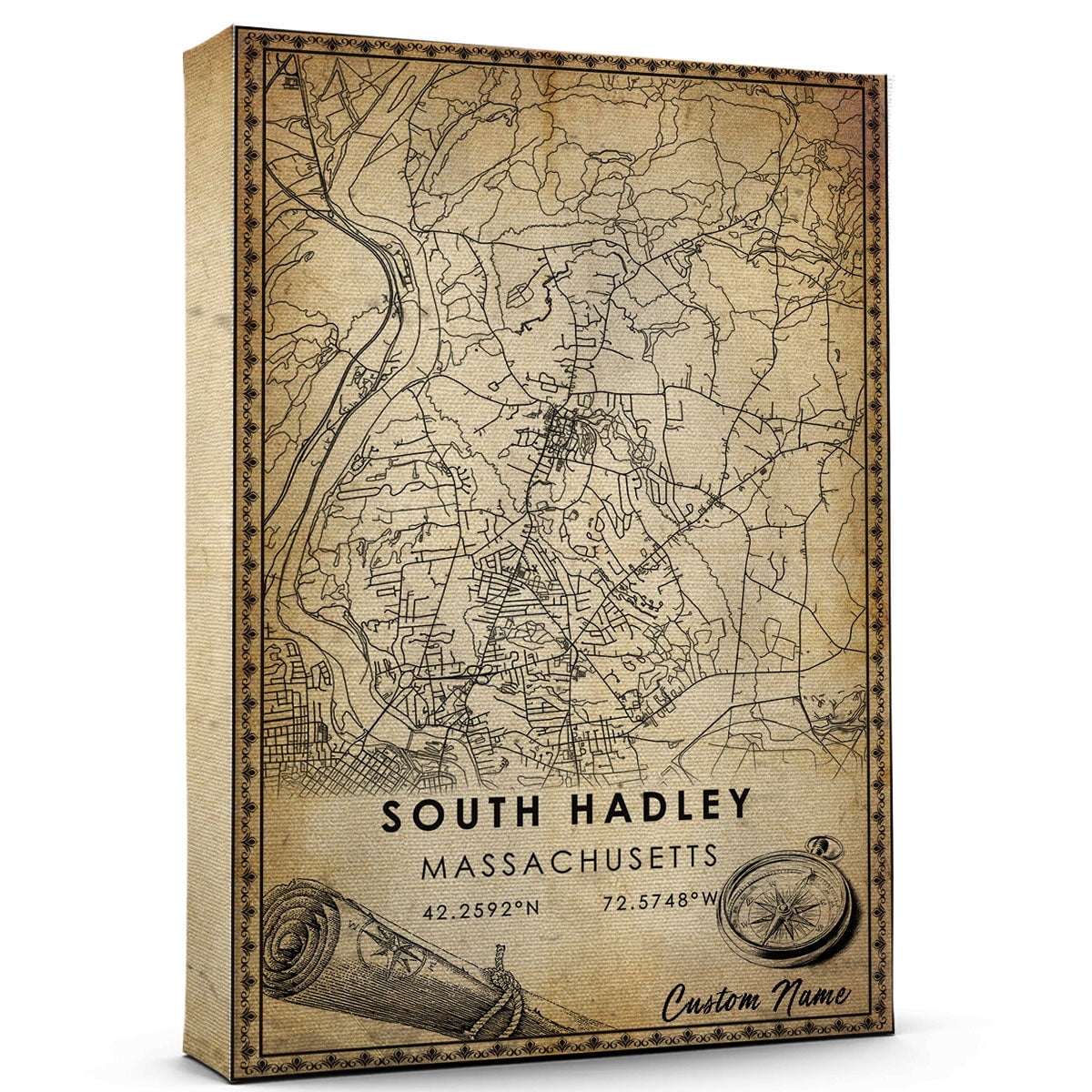 South Hadley Map Poster, Massachusetts Map Art Poster, Canvas, South ...
