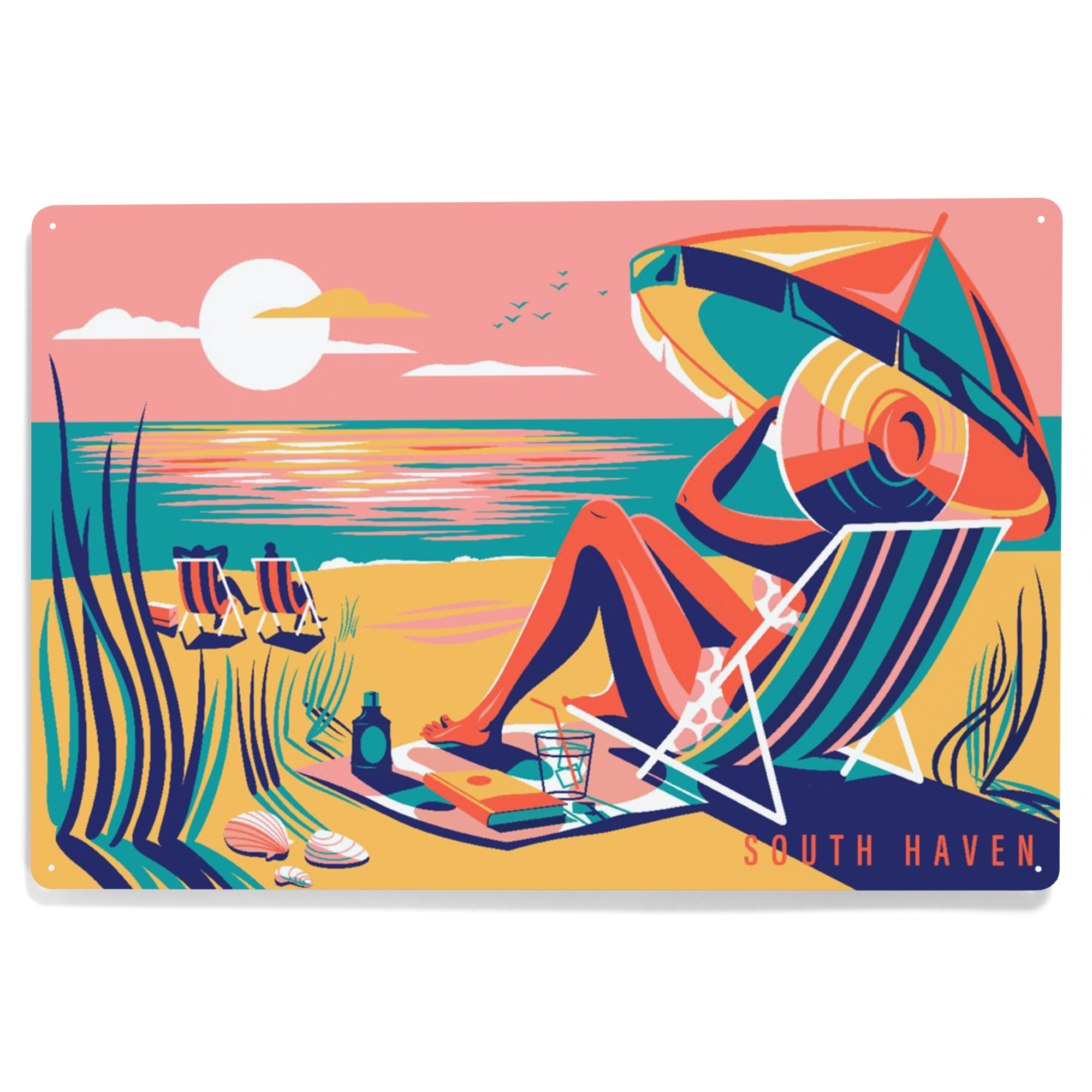 South Haven, Beach Bliss Collection, Woman at the Beach (12x18 Aluminum ...