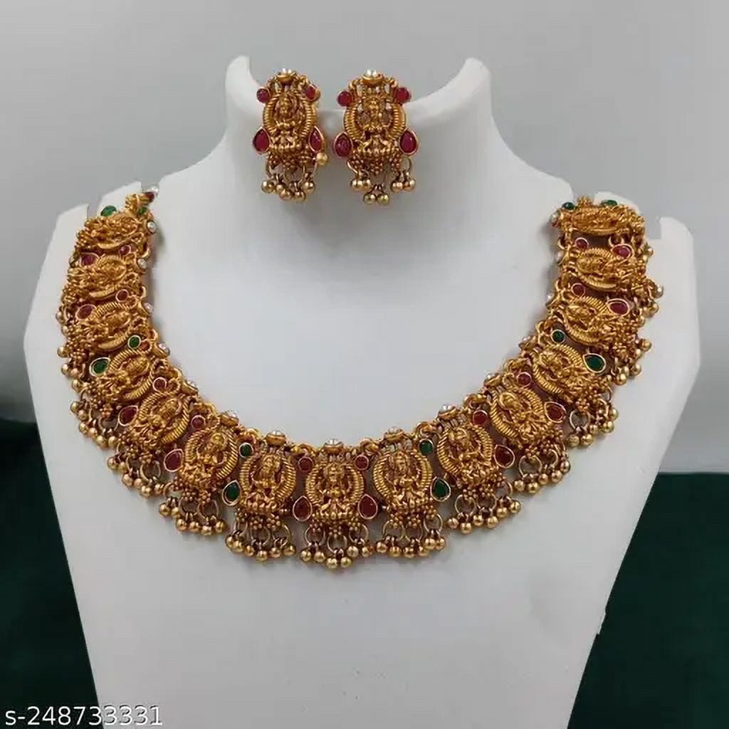 South Indian Bollywood Gold Plated Temple Necklace Bridal Choker ...