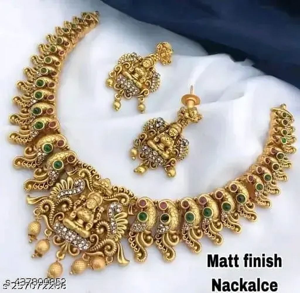 South Indian Bollywood Gold Plated Temple Necklace Bridal Choker ...