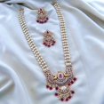 South Indian Bollywood Peacock Design 3-Layer Gold Plated Maroon ...