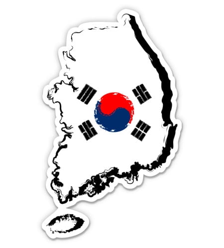South Korea Country Shape Korean Flag - 5" Vinyl Sticker - For Car ...
