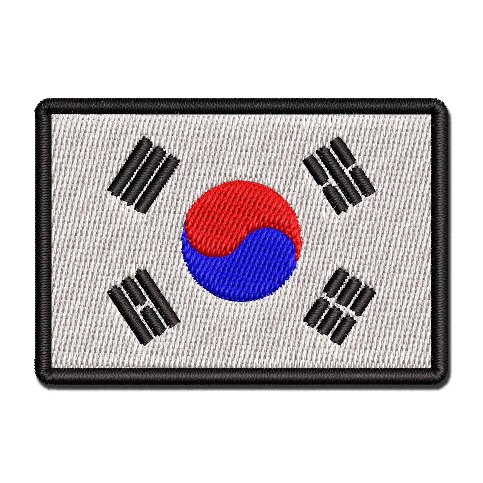 South Korea Flag Applique Multi-Color Embroidered Hook & Loop Patch - 3 ...