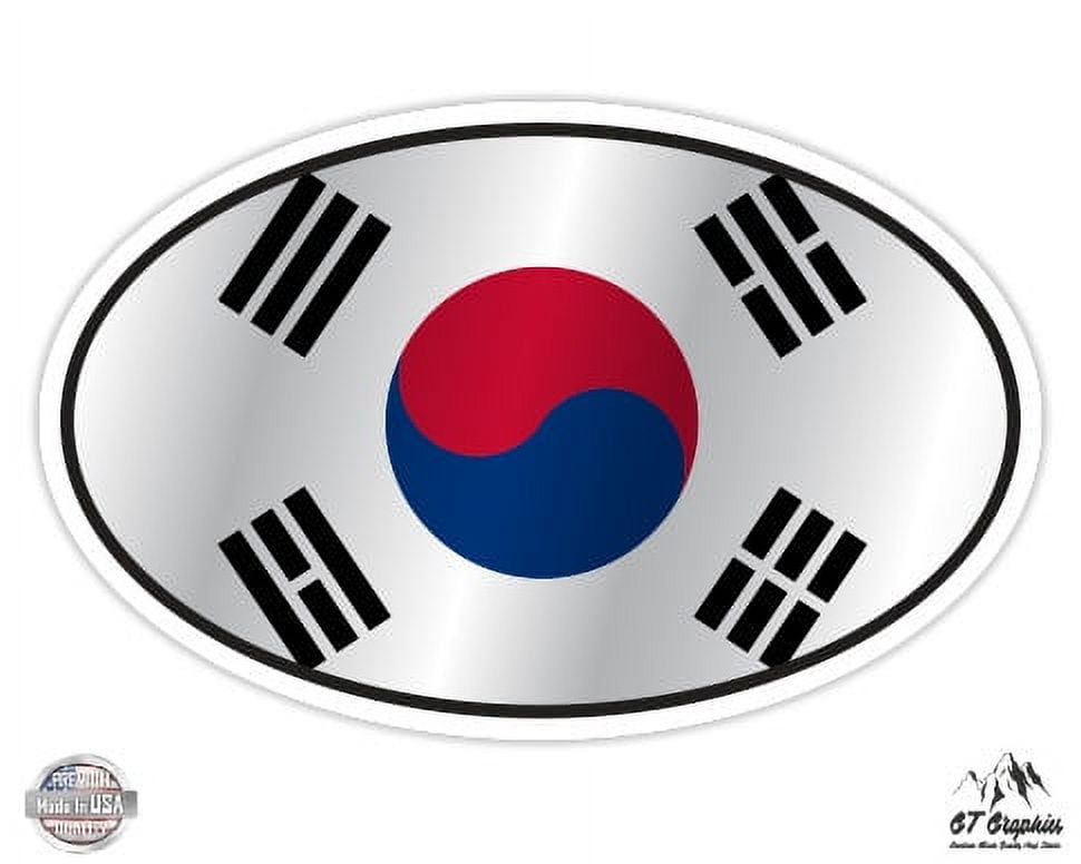 South Korea Flag Oval - 12" Vinyl Sticker Waterproof Decal - Walmart.com
