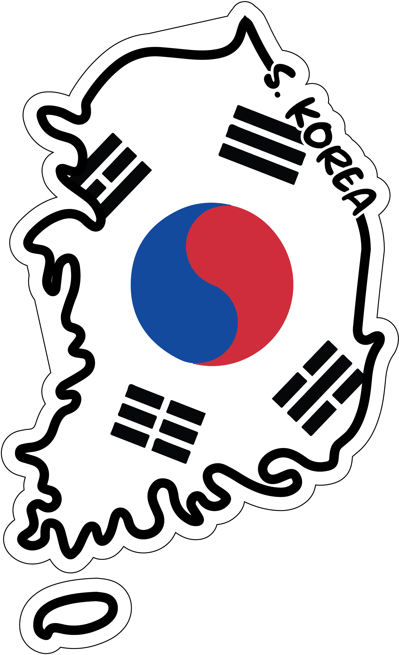 South Korea Map Flag Sticker Decal / Republic of Korea / Seoul / Korean ...