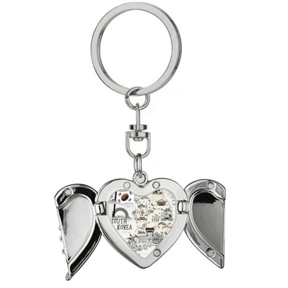 South Korea Map Landmarks Heart Angel Wing Key Chain Holder - Walmart.com