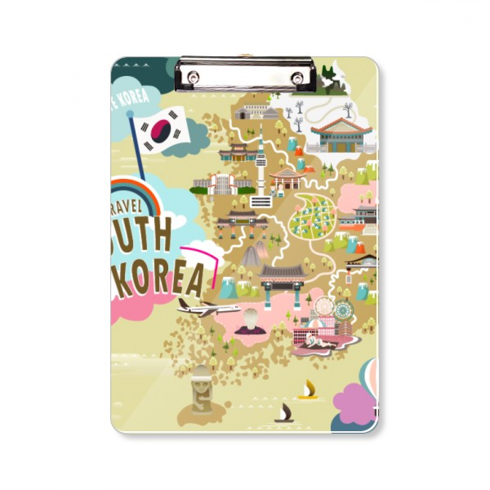 South Korea Map Love Travel Clipboard Folder Writing Pad Backing Plate ...