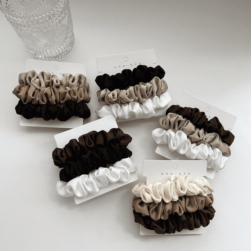 South Korea New Elegant Silky Satin Small Intestine Hair Band Set ...