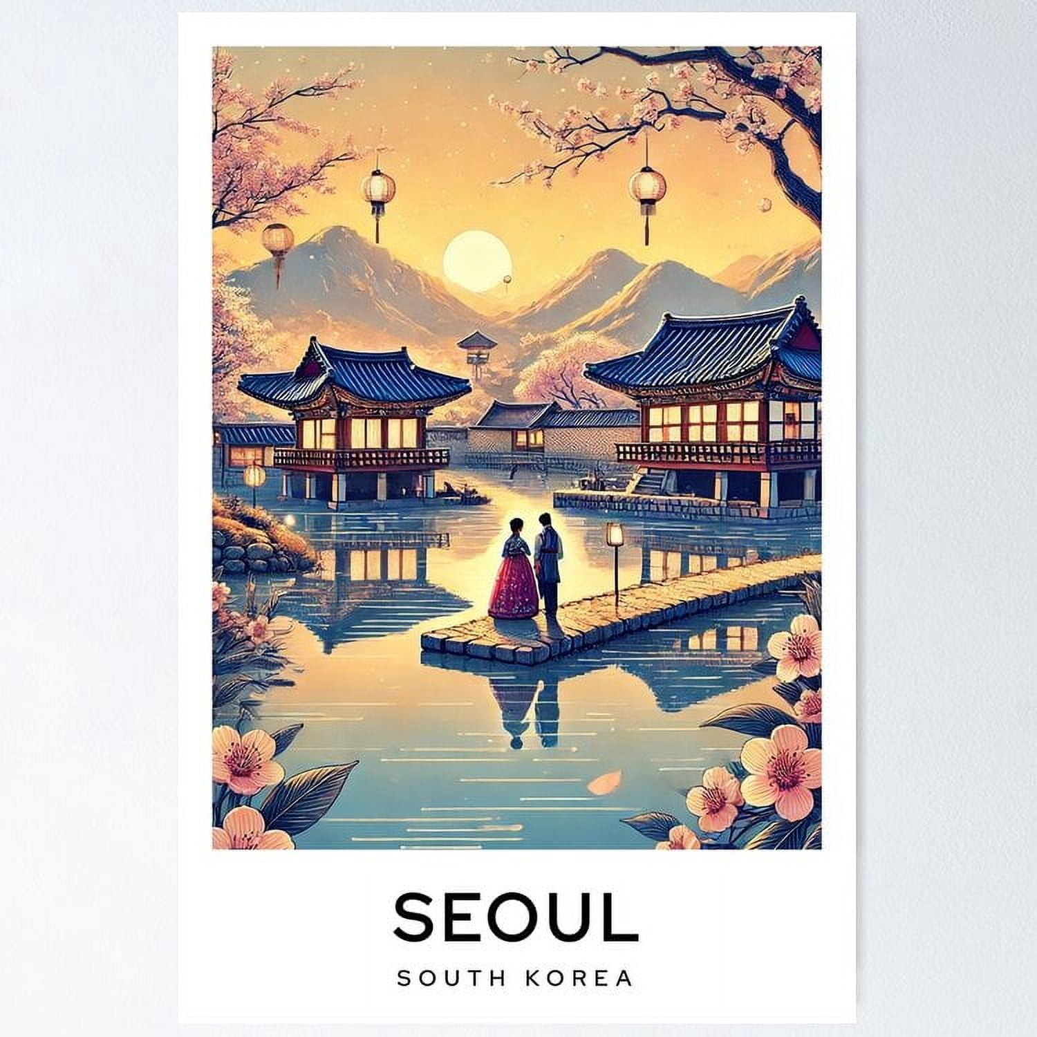 South Korea Seoul Digital Art Travel Poster Poster, 8x12 UNFRAMED ...