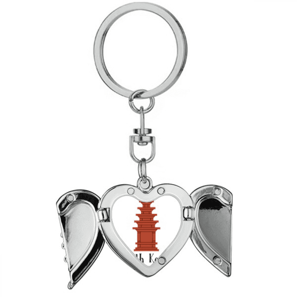 South Korea The Red Brick Tower Heart Angel Wing Key Chain Holder ...