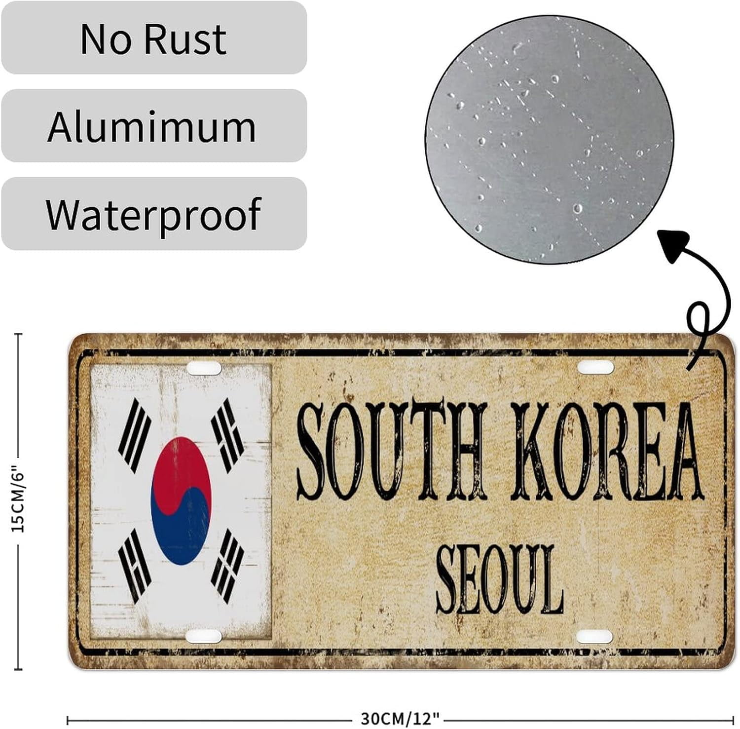 South Korea Vintage Front License Plate Cover Seoul City Aluminum Car ...