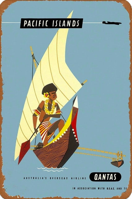South Pacific Islands Seas Ocean Qantas Travel Advertisement Art Print ...