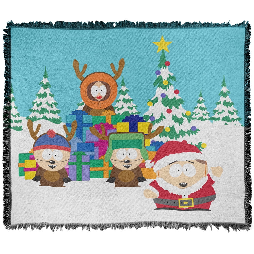 South Park Blanket, 50'x60' Cartman Santa and Reindeer Boys Woven ...