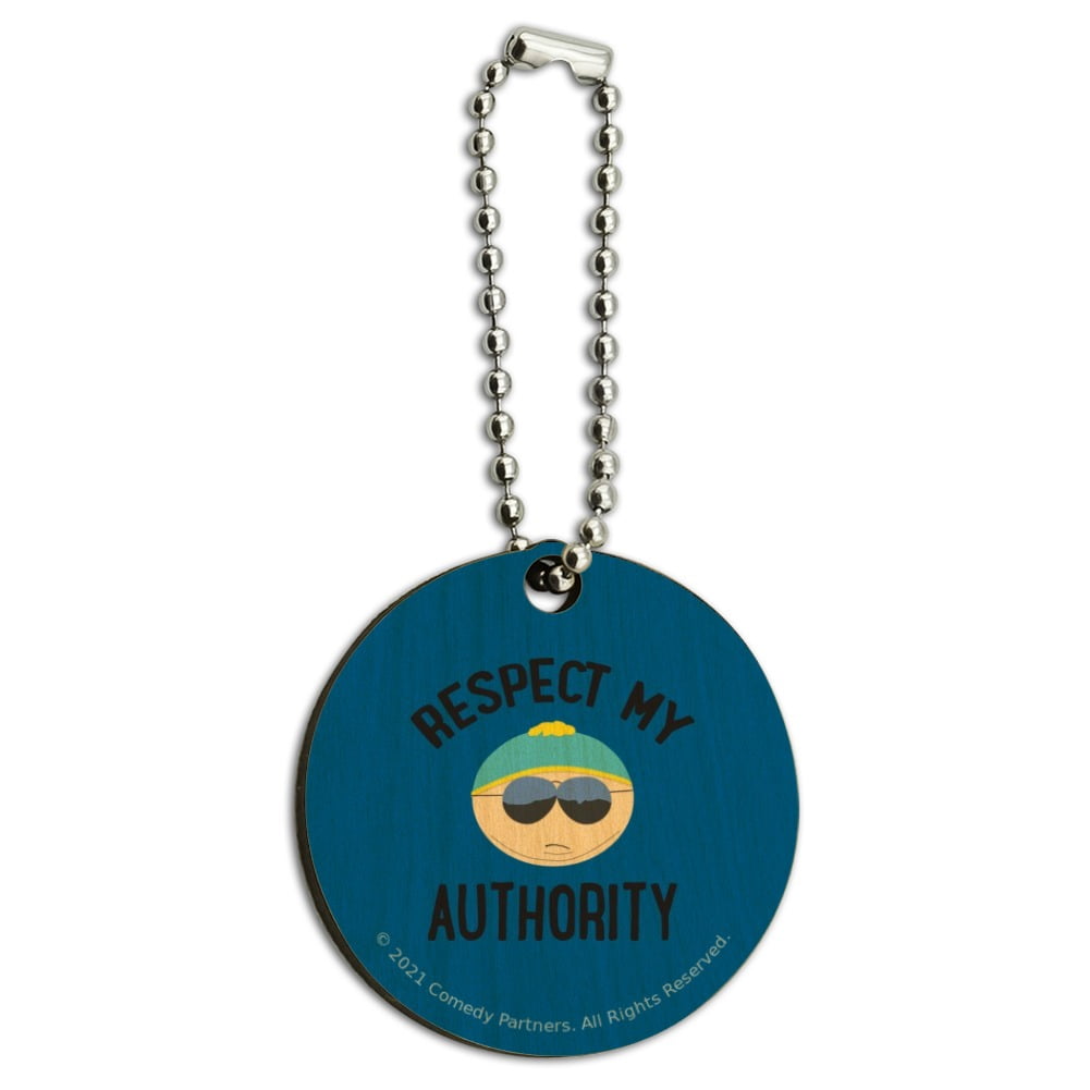 South Park Cartman Respect my Authority Wood Wooden Round Keychain Key ...