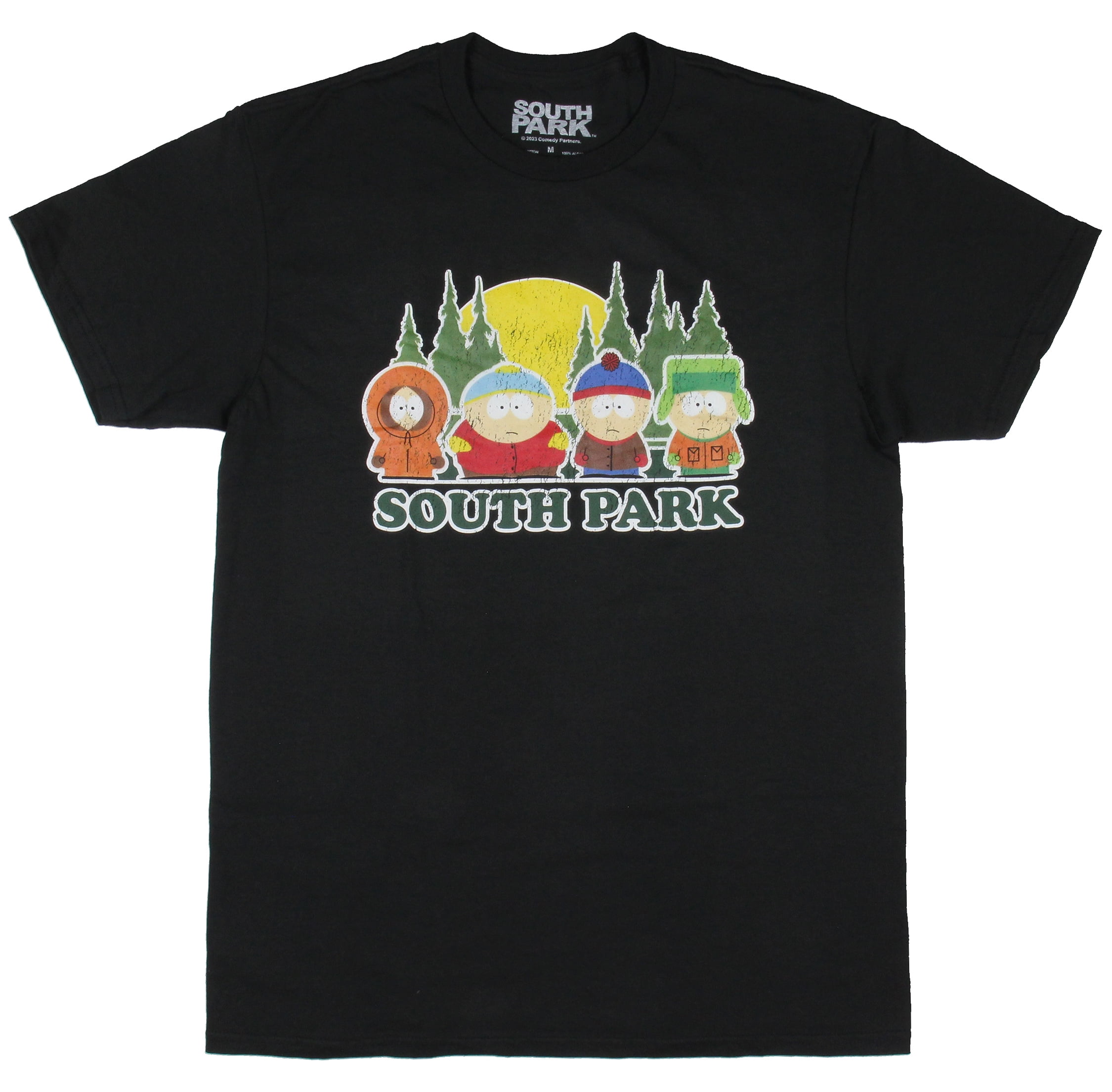 South Park Characters Mens T-Shirt Camping Trees And Moon Background ...