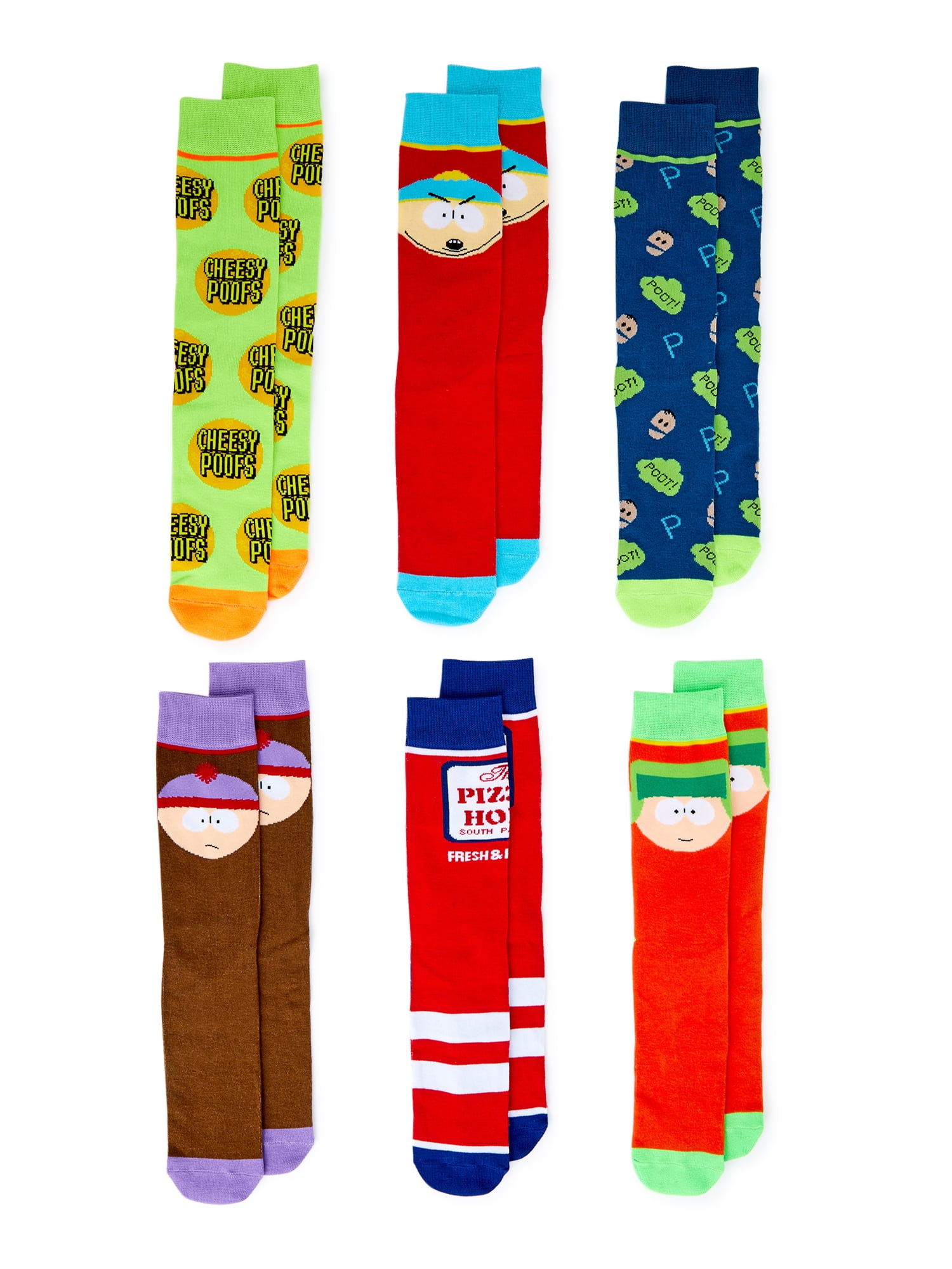 South Park Men's Crew Socks 6-Pack with Stan Kyle Cartman Kenny ...