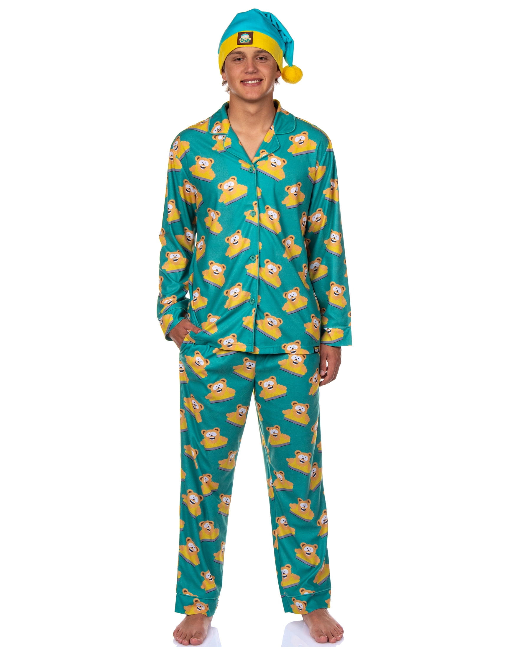 South Park Men's Snacky Cakes Wellington Bear Coat Front 2-Piece Pajama ...