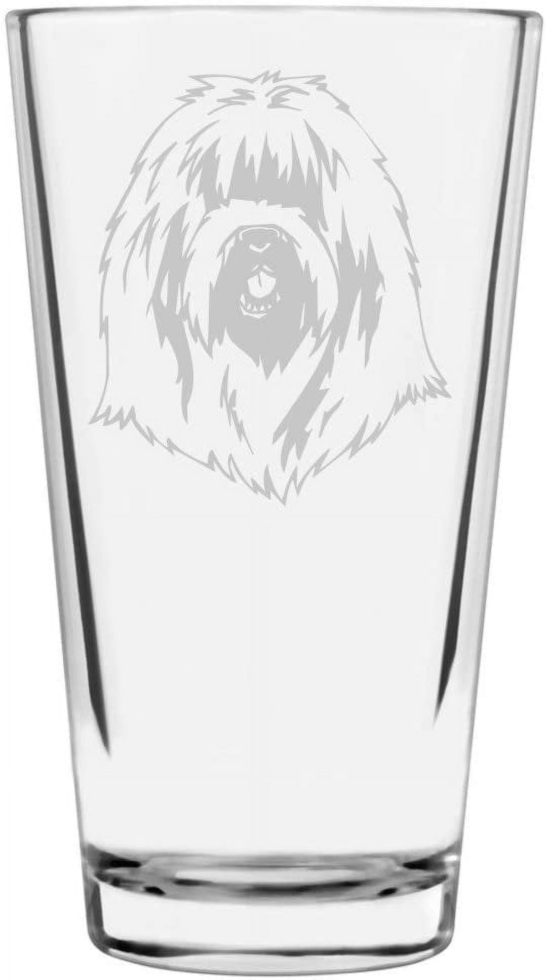 South Russian Ovcharka Dog Themed Etched All Purpose 16oz Libbey Pint ...