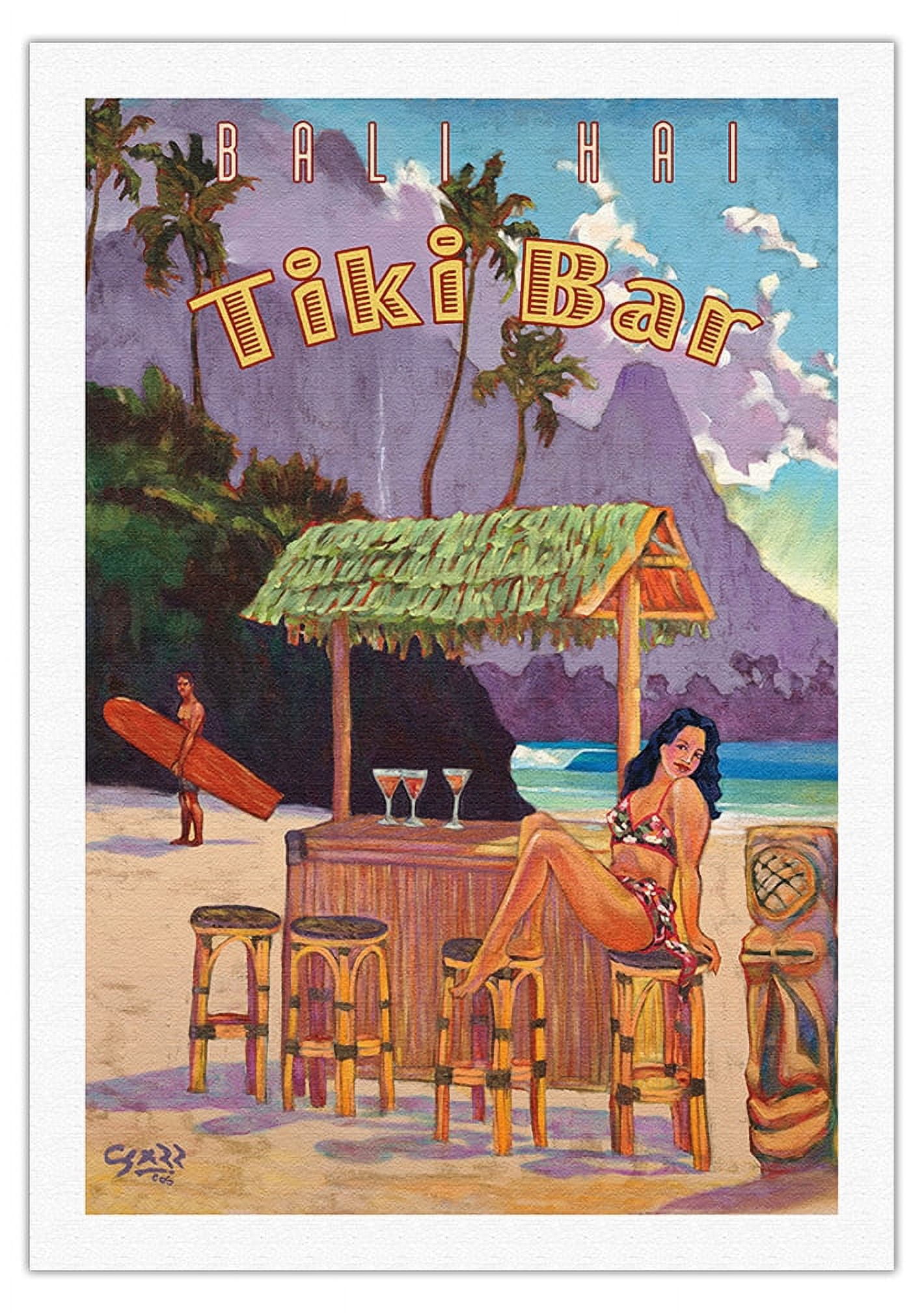 South Seas Tiki Bar - Bali Hai Makana Mountain - Kauai Hawaii - Vintage ...