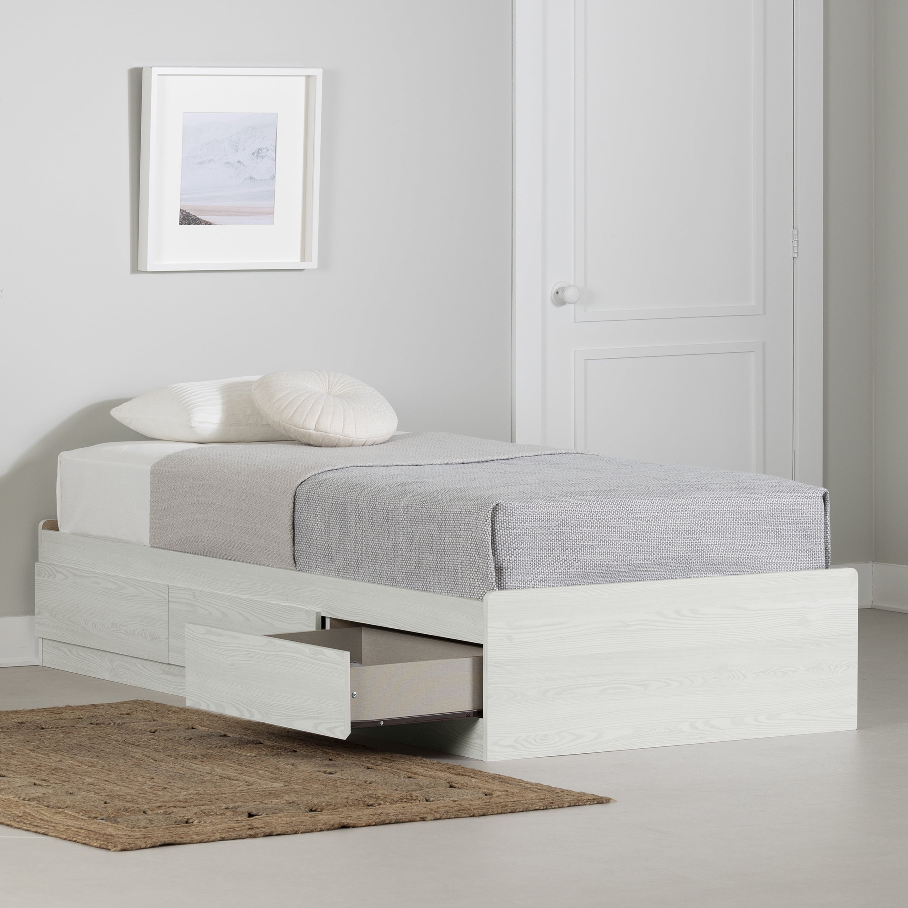 South Shore Arlen, Twin, Farmhouse Mates Bed with 3 Drawers, White Pine ...