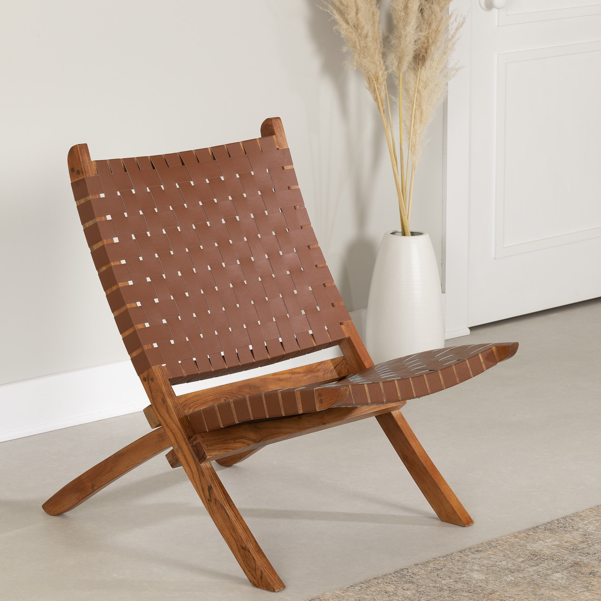 South Shore Furniture Balka Woven Leather Lounge Chair, Auburn ...