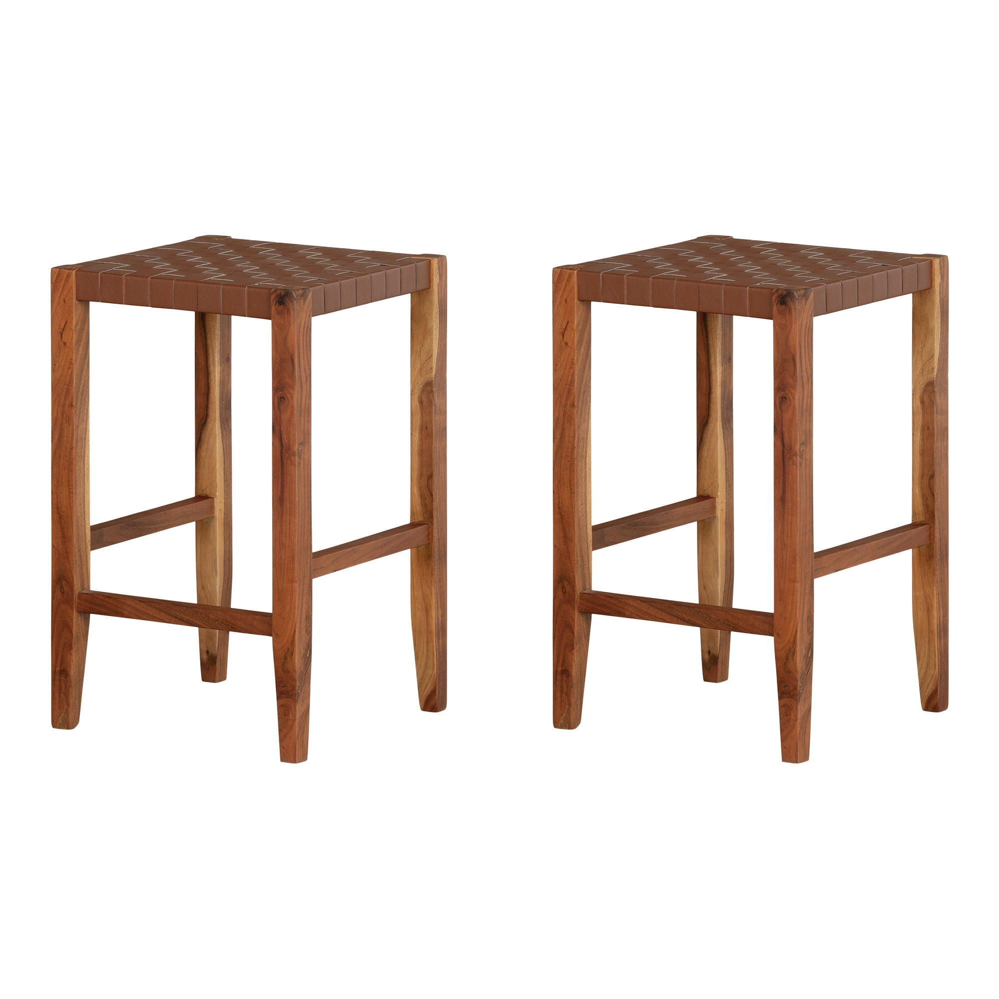 South Shore Balka, Bohemian Harmony Woven Leather Counter Bar Stools ...