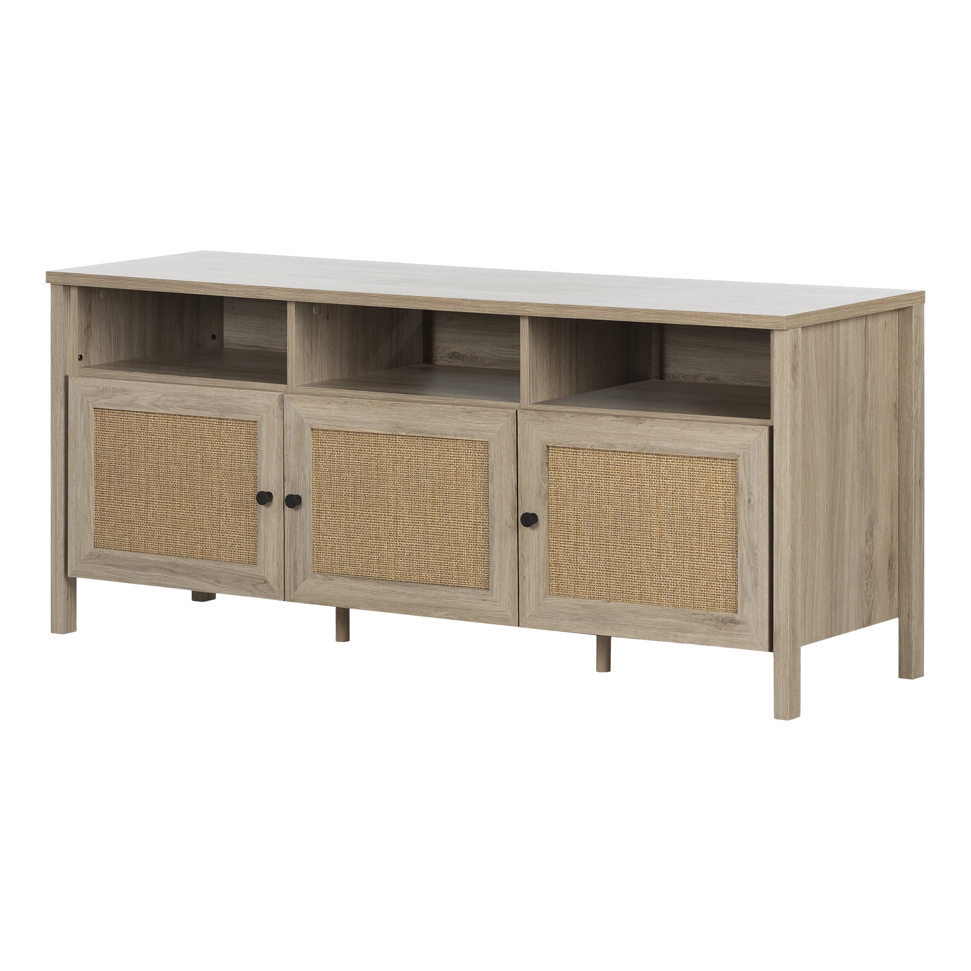 South Shore Balka TV Stand, Rustic Oak and Faux Rattan - Walmart.com