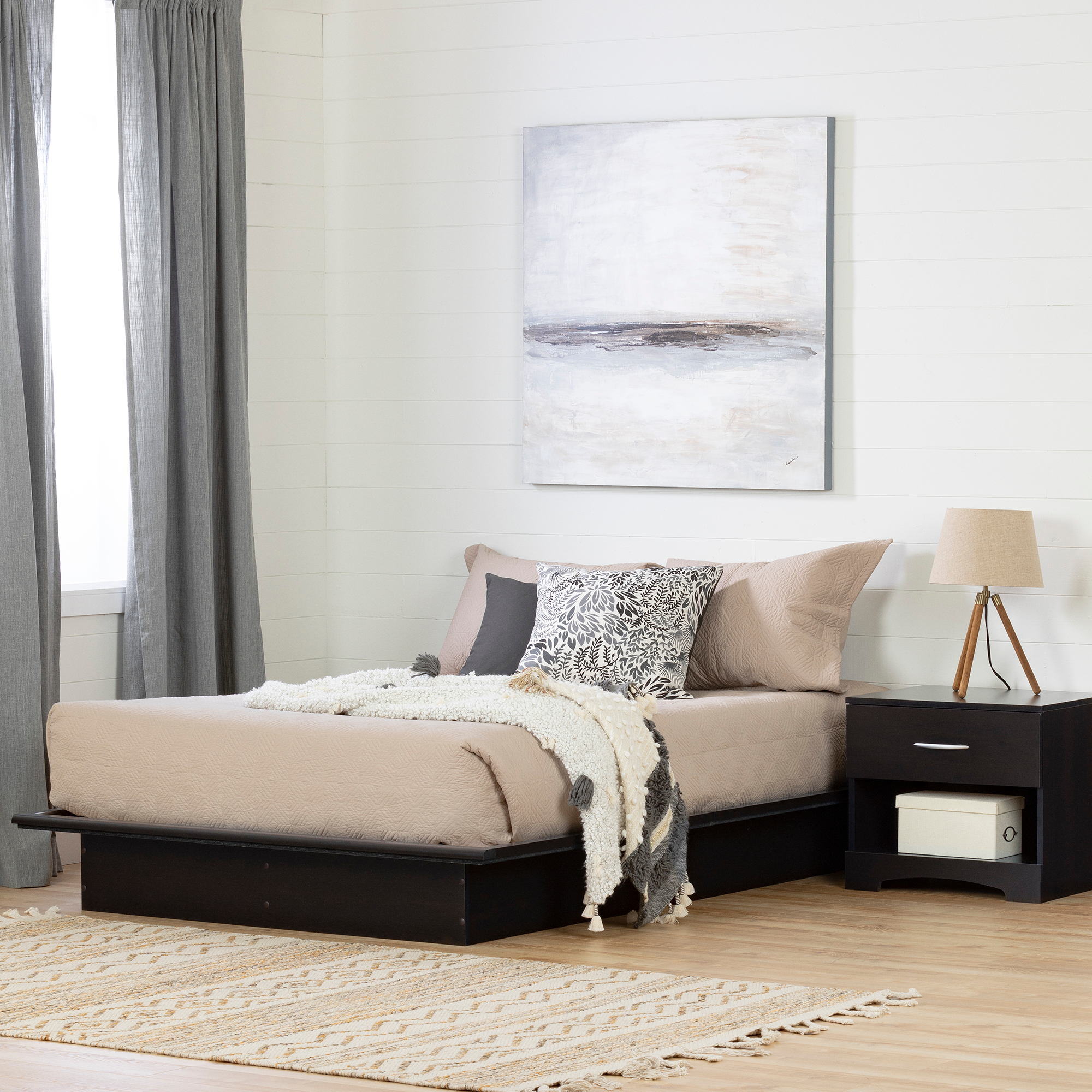 South Shore Basics Full Platform Bed with Molding, Chocolate - Walmart.com