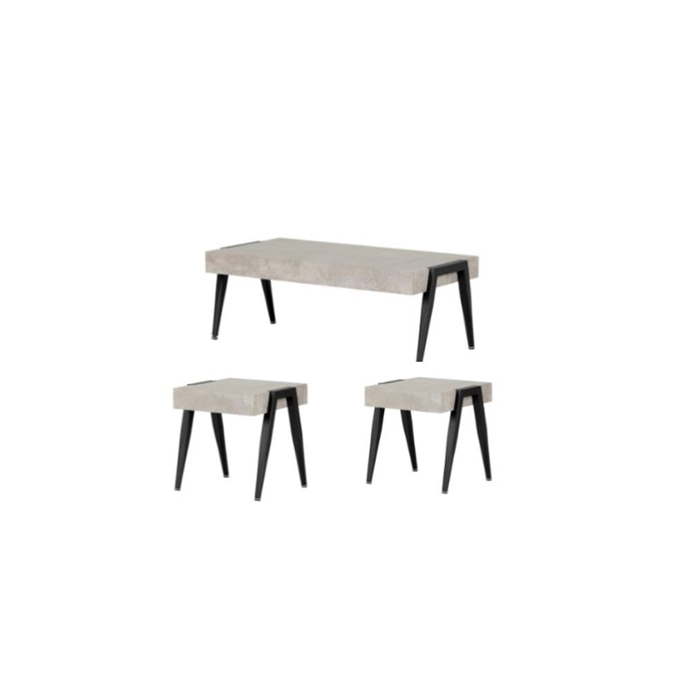 South Shore City Life Coffee Table and 2 End Tables Set in Faux ...