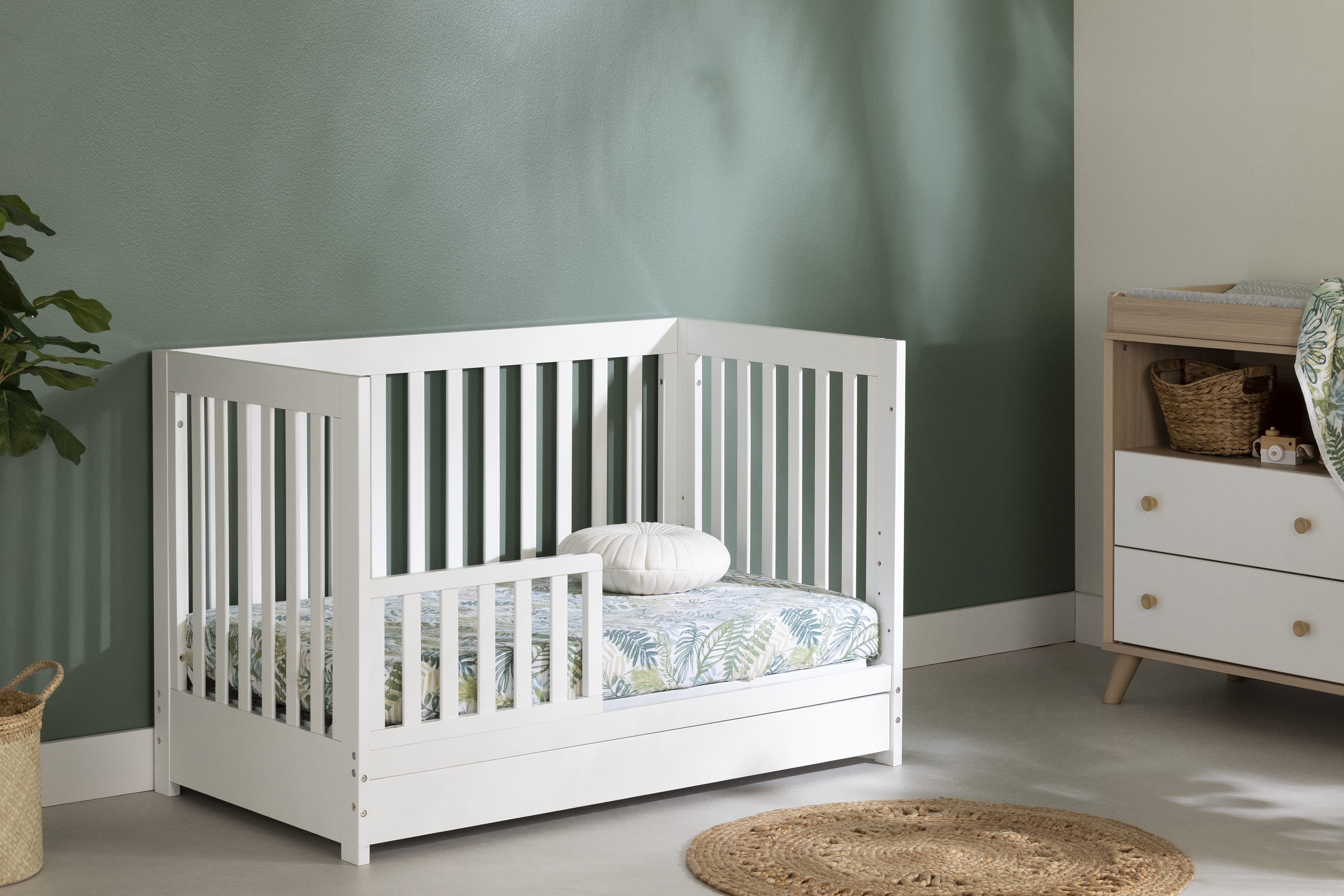 South Shore Crib with Drawer and Toddler Rail Pure White Yodi - Walmart.com