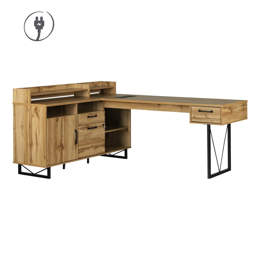 South Shore Furniture Finneas L-Shaped Desk, Nordik Oak - Walmart.com