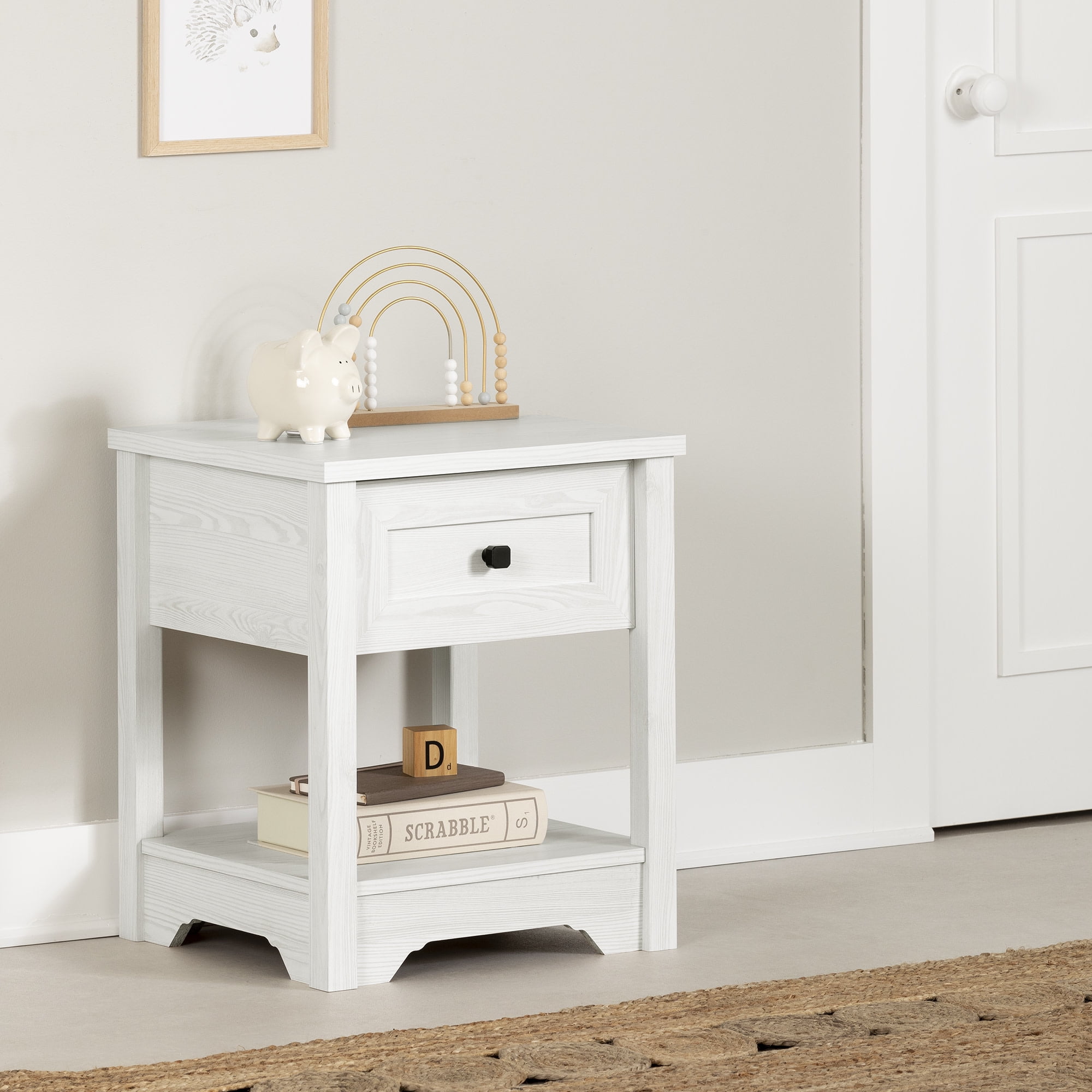 South Shore Hazen Farmhouse Nightstand White