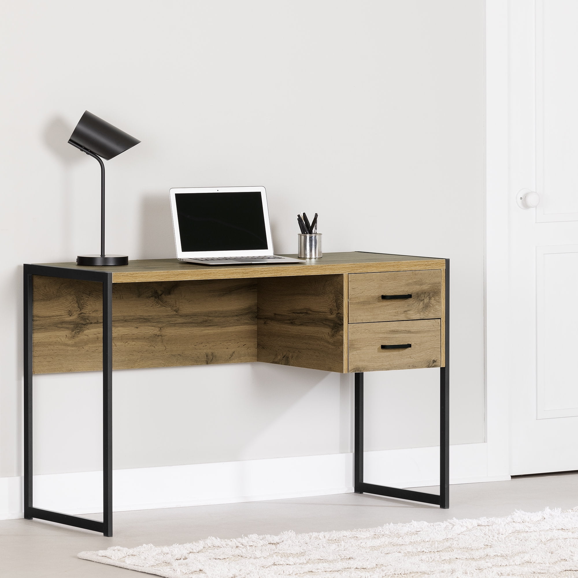 South Shore Mezzy, Urban Modern Computer Desk, Nordik Oak - Walmart.com
