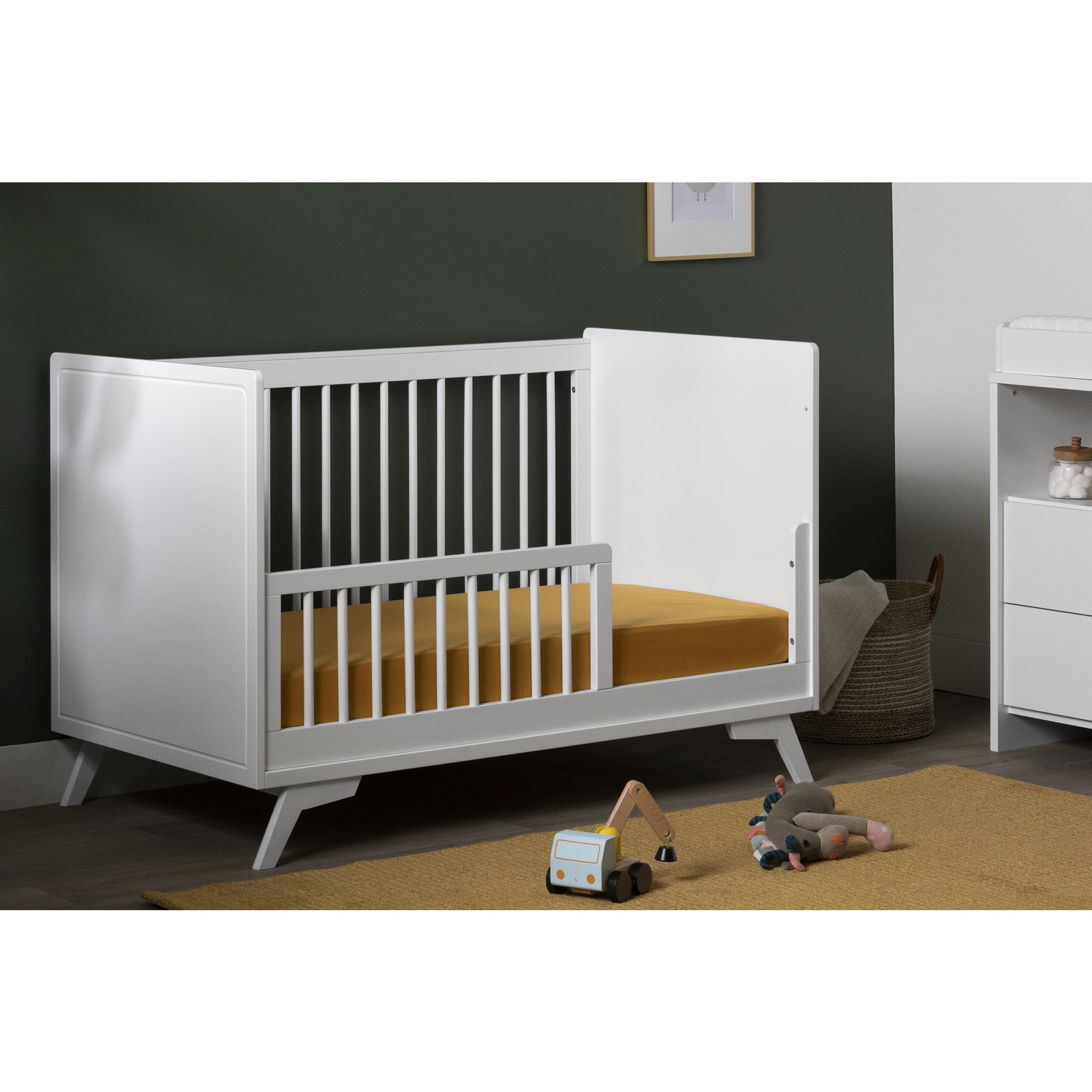 South Shore Milos, Mid-century Glam Toddler rail, Crib White - Walmart.com