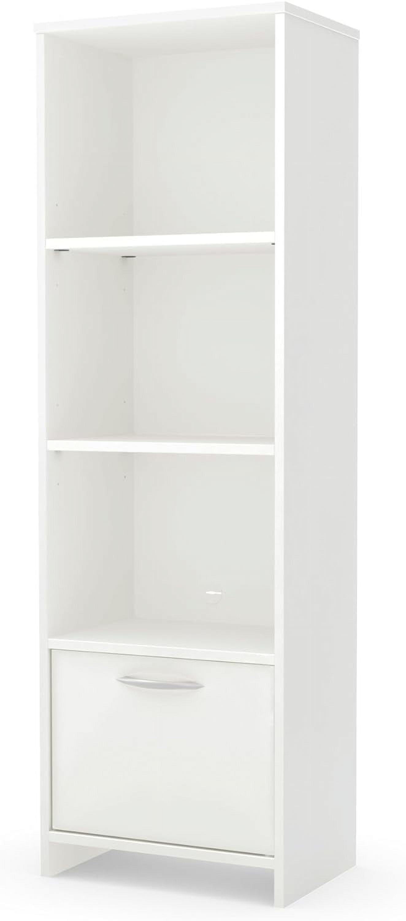 South Shore Narrow 3-Shelf Storage Bookcase with Door, Pure White ...