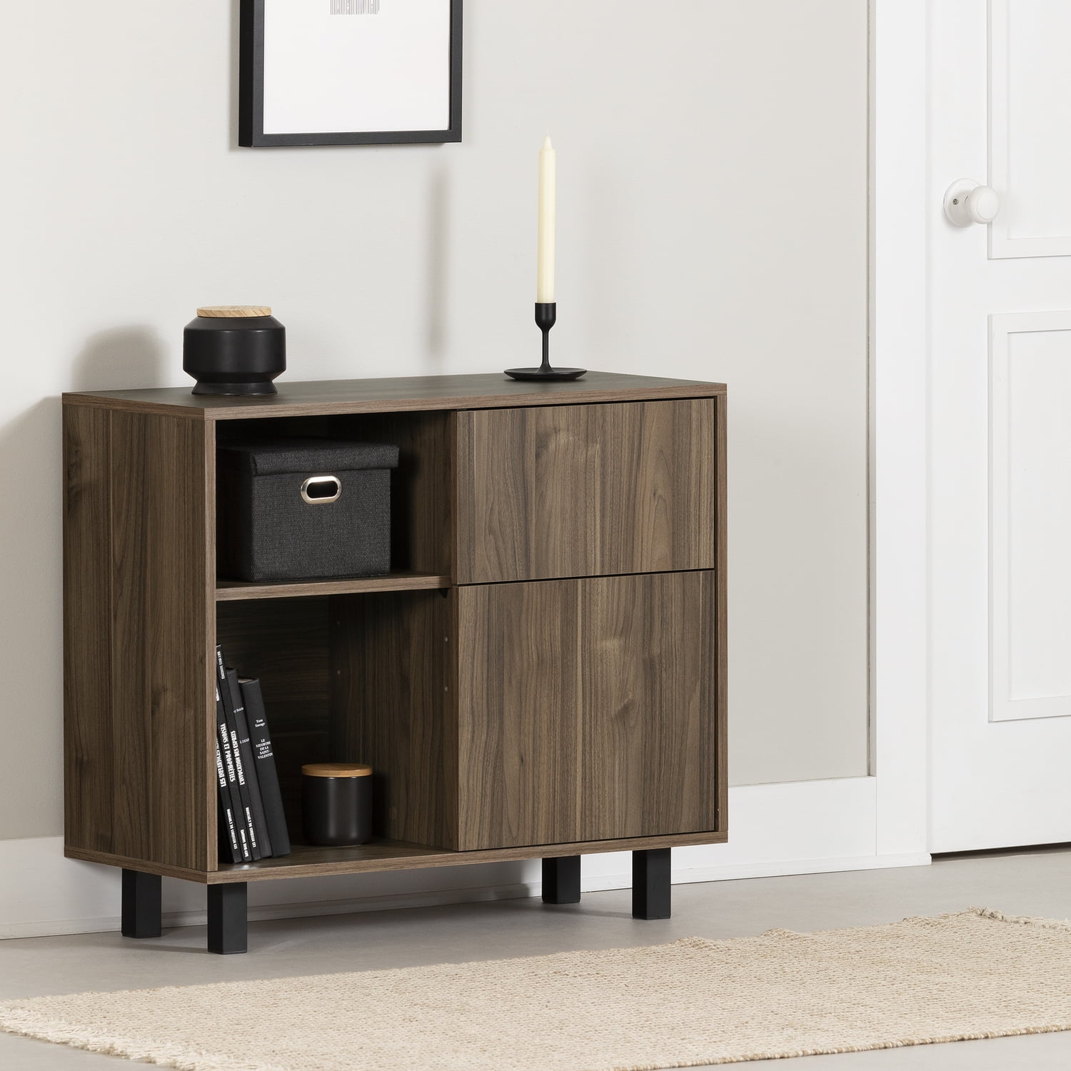 South Shore Octave, Contemporary Storage Cabinet, Natural Walnut ...