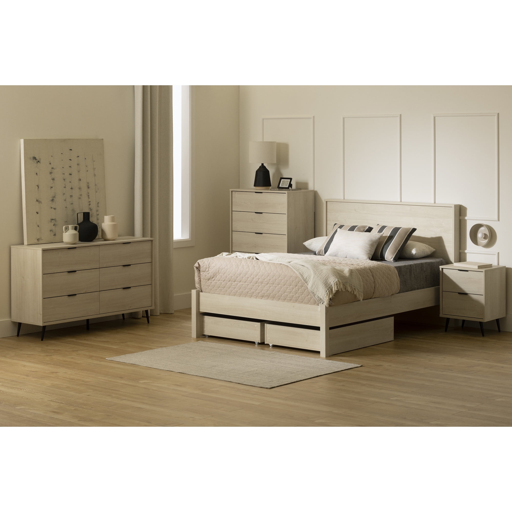 South Shore Furniture 5-Drawer Contemporary Chest Beige with Metal ...