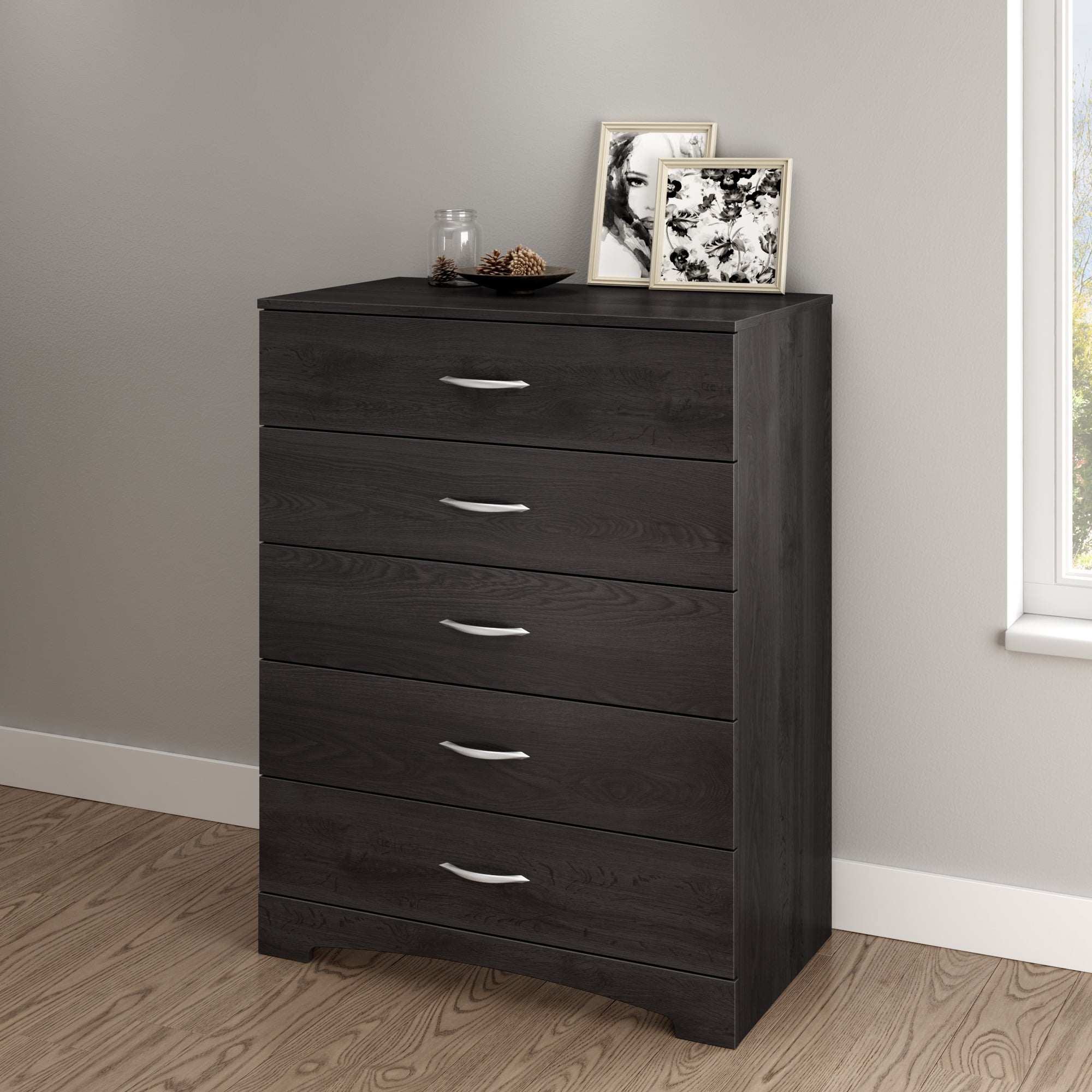 Free Shipping South Shore SoHo 5 Drawer Chest Gray Oak Walmart