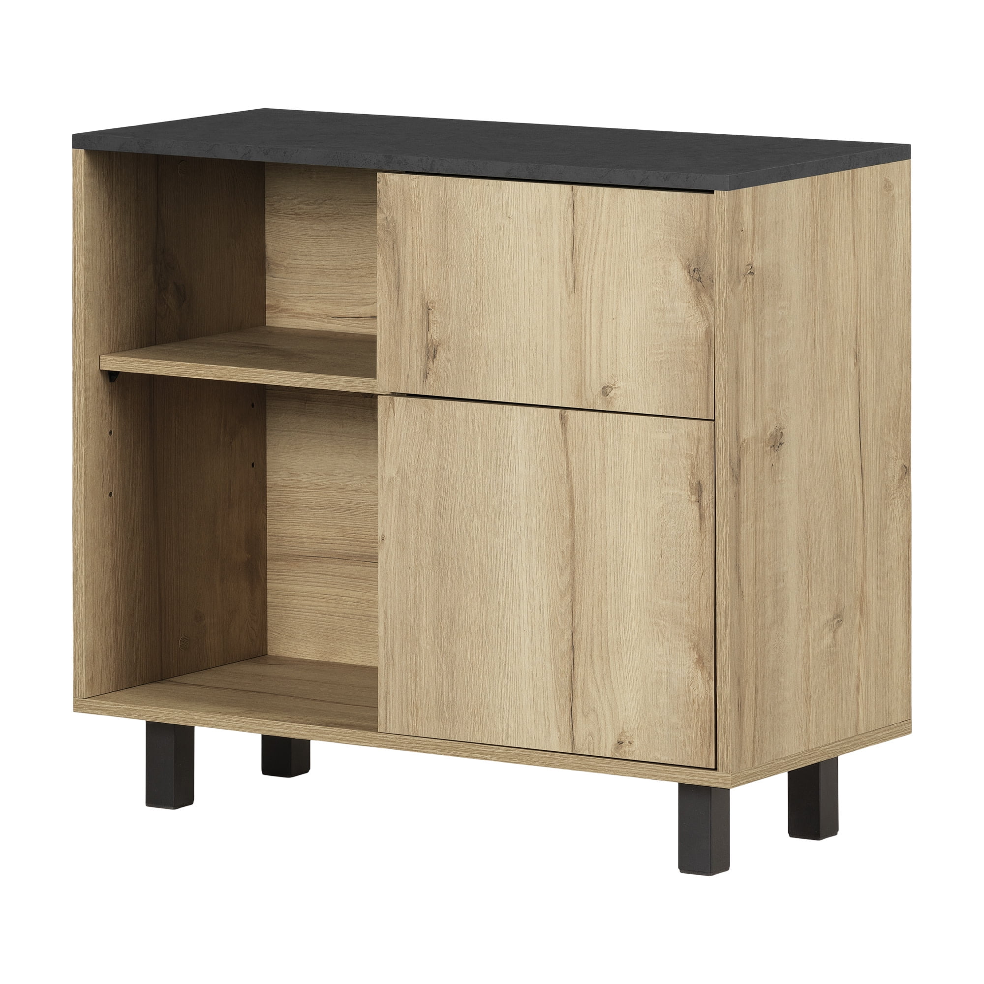 South Shore Toza, Contemporary Storage Unit, Medium Oak and Faux Black ...